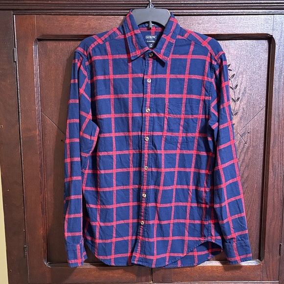 J. Crew | Shirts | J Crew Mens Navy And Red Plaid Flannel Shirt | Poshmark